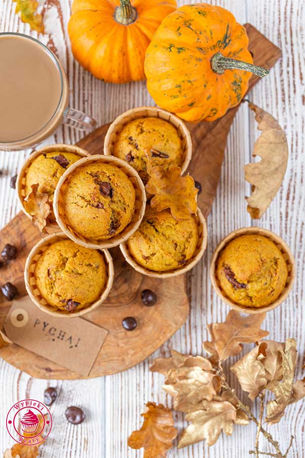 Muffinki dyniowe z czekoladą - przepis - Wypieki Beaty
